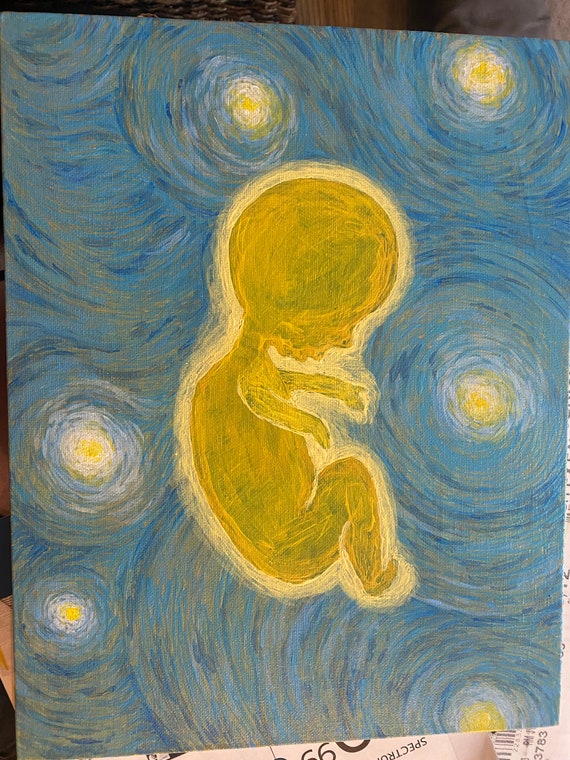 Van Gogh Starry Night Baby Painting // Okay Fae Custom - Etsy