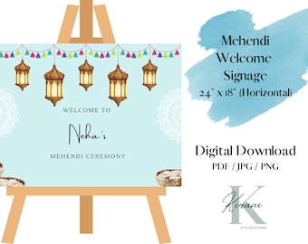 Mehendi, Welcome Sign, South Asian Wedding Ceremony Board, Personalised ...