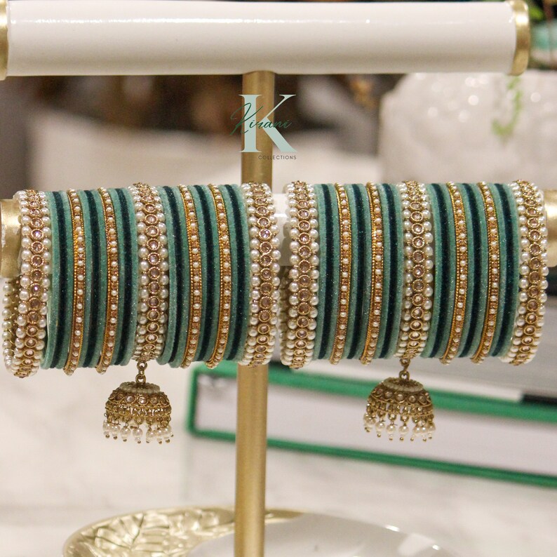 Pearl Indian Bangles Set With Jhumki, Indian Wedding Bangle Set, White ...