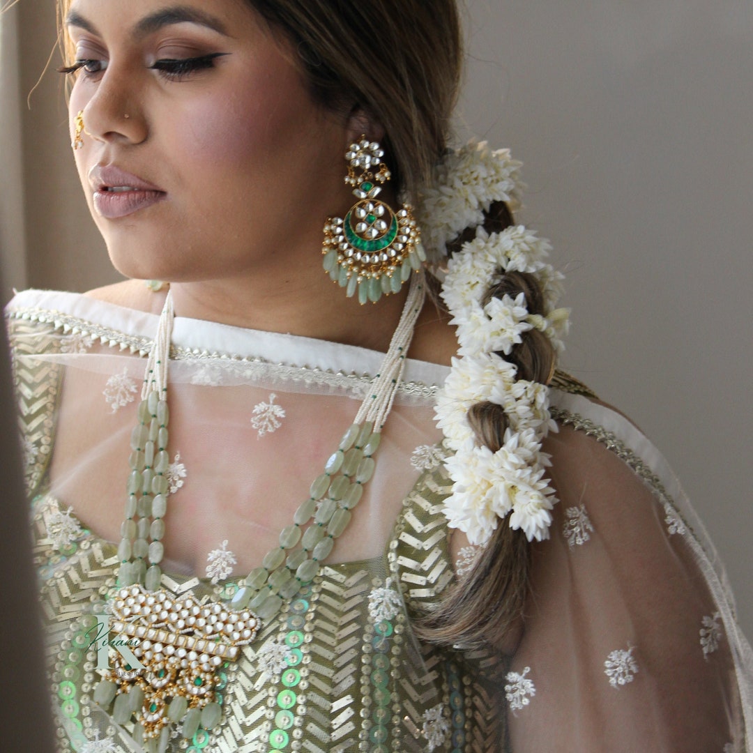 Pachi Kundan Necklace 18K Gold Platedpastel Green Indian ...