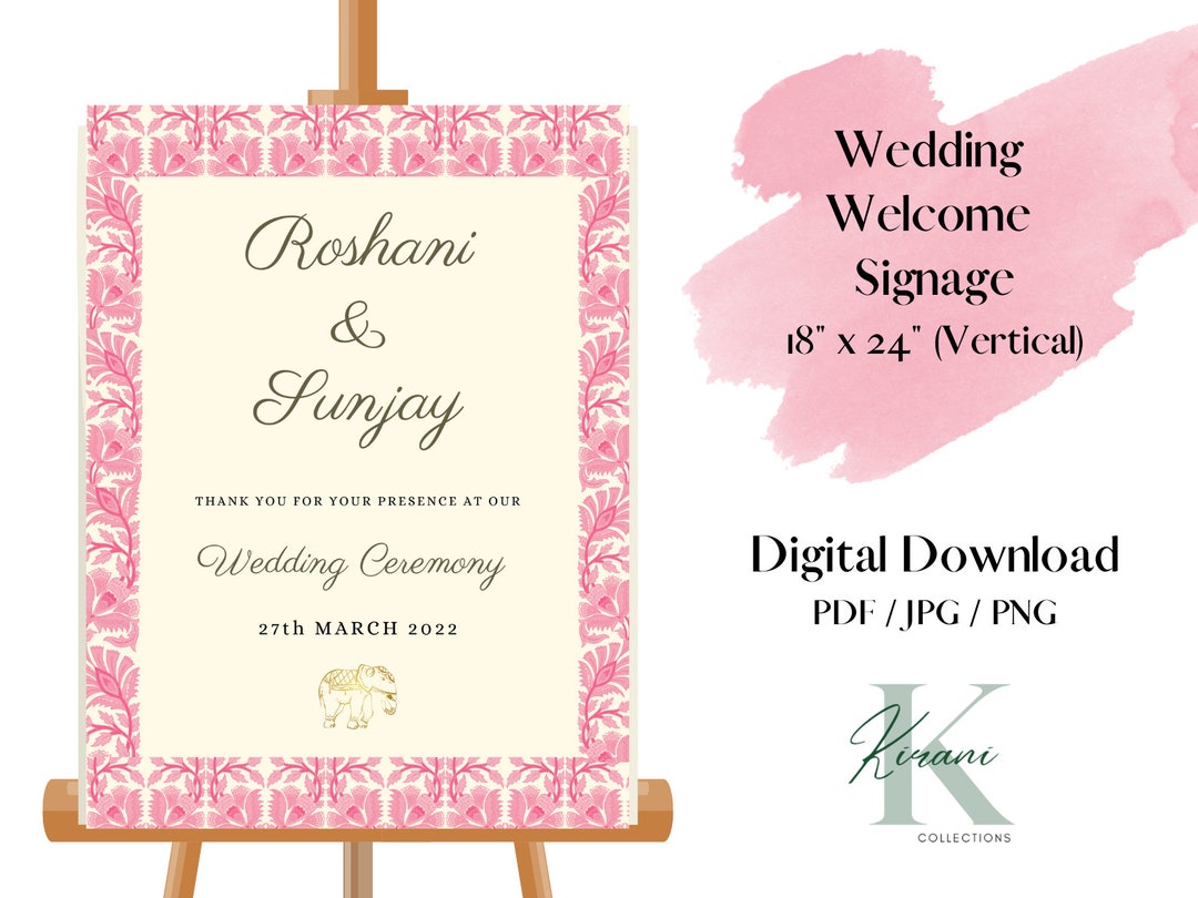 Mehendi, Welcome Sign, South Asian Wedding Ceremony Board, Personalised ...