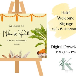 Haldi Ceremony Welcome Sign Board, Indian Gujarati Wedding Ceremony ...