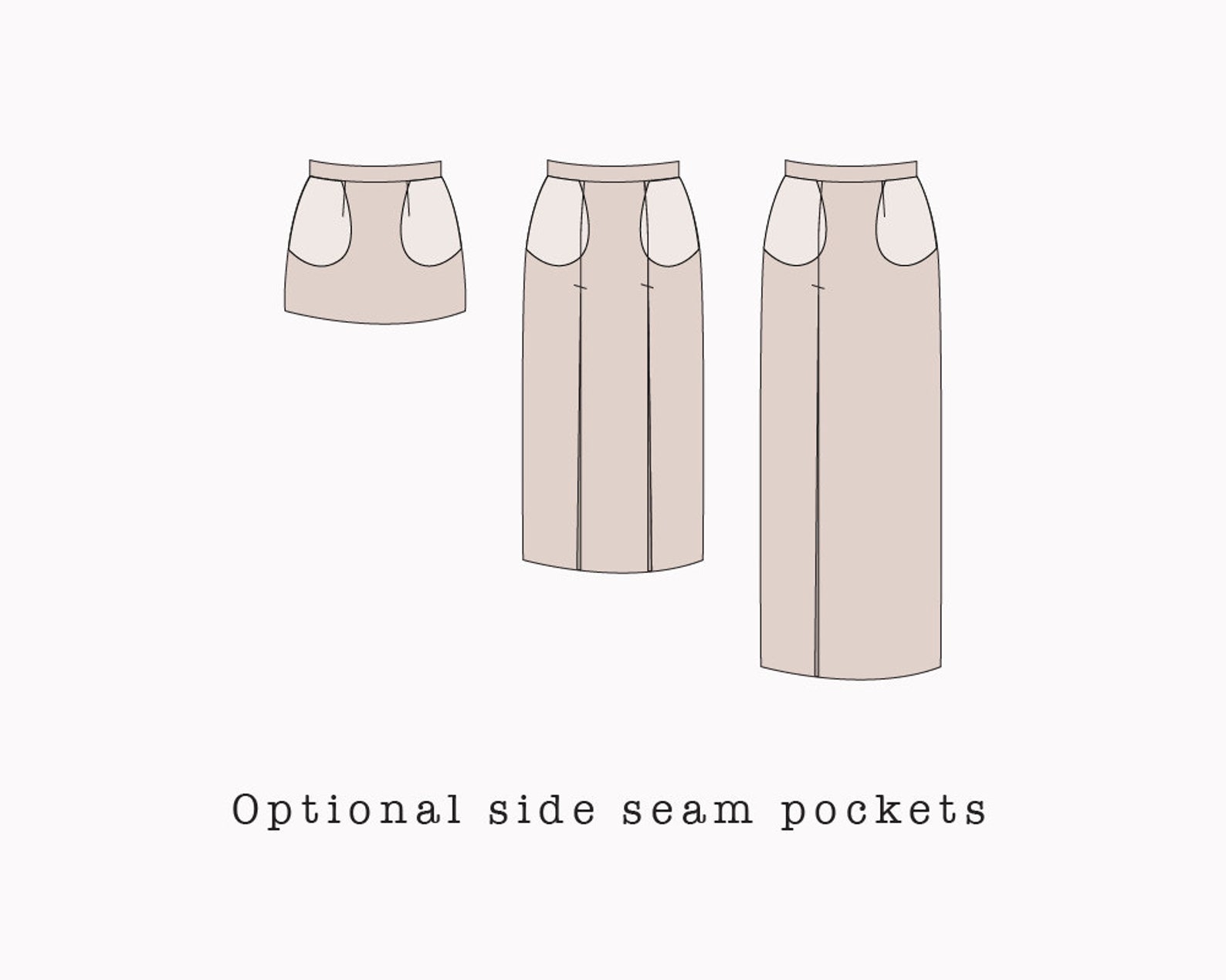 Straight Skirt With Slit PDF Sewing Pattern Mini Midi Maxi - Etsy