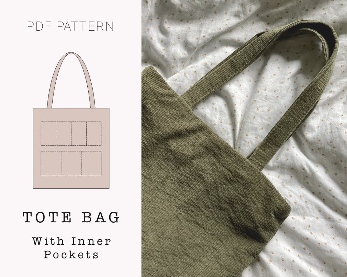 Tote Bag Pattern With Inner Pockets PDF Sewing Pattern | Etsy