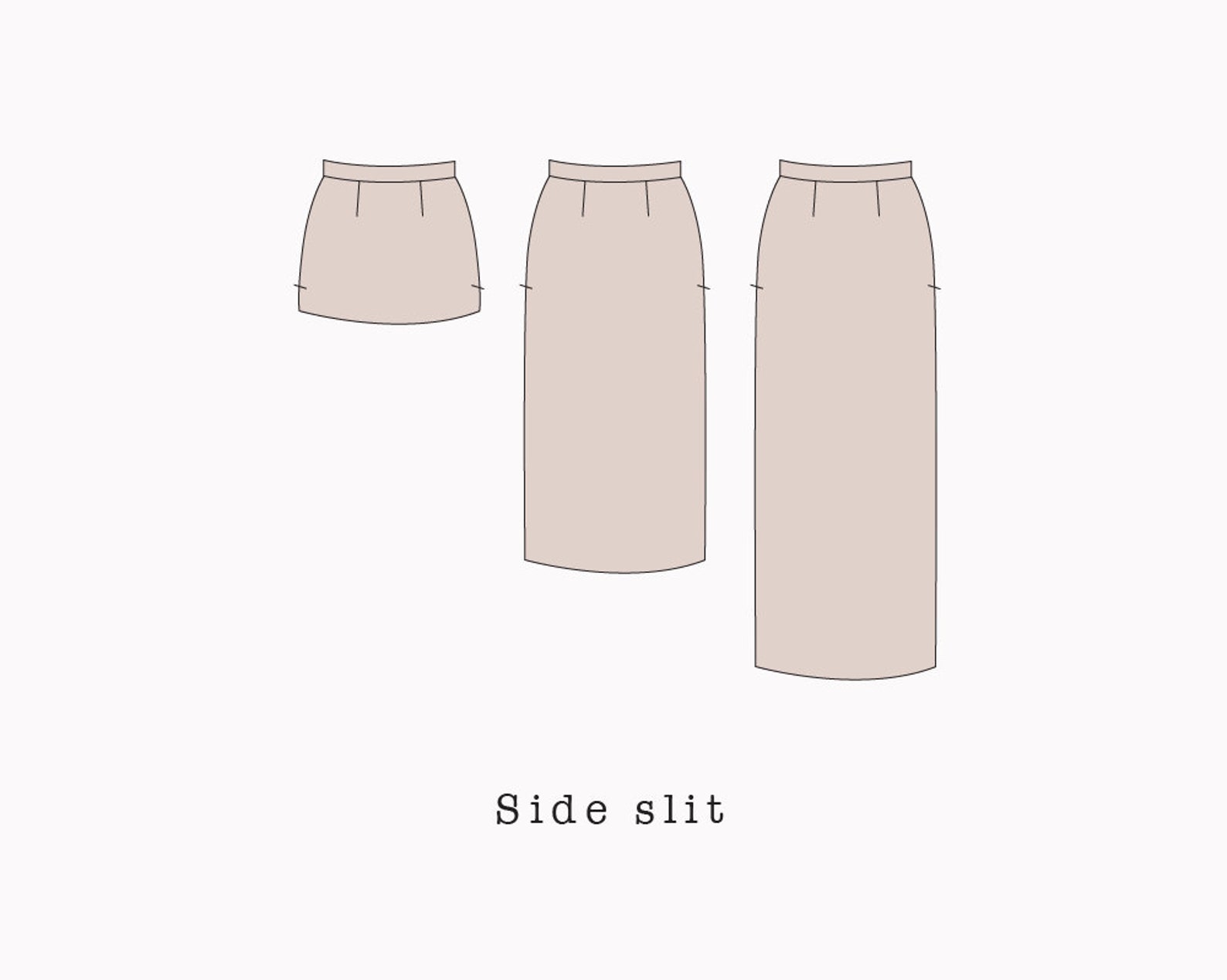 Straight Skirt With Slit PDF Sewing Pattern Mini Midi Maxi - Etsy