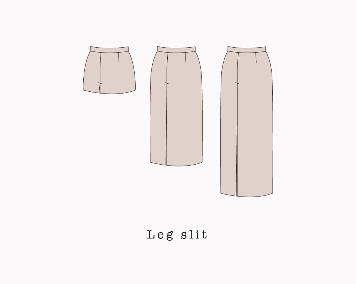 Straight Skirt With Slit PDF Sewing Pattern Mini Midi Maxi - Etsy