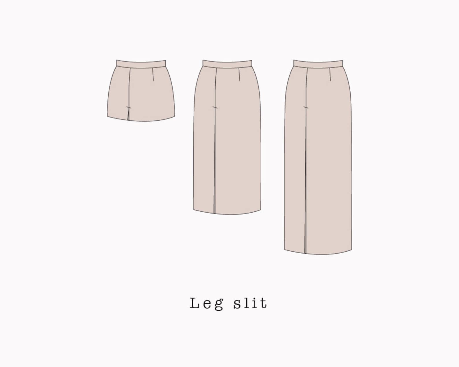 Straight Skirt With Slit PDF Sewing Pattern Mini Midi Maxi - Etsy