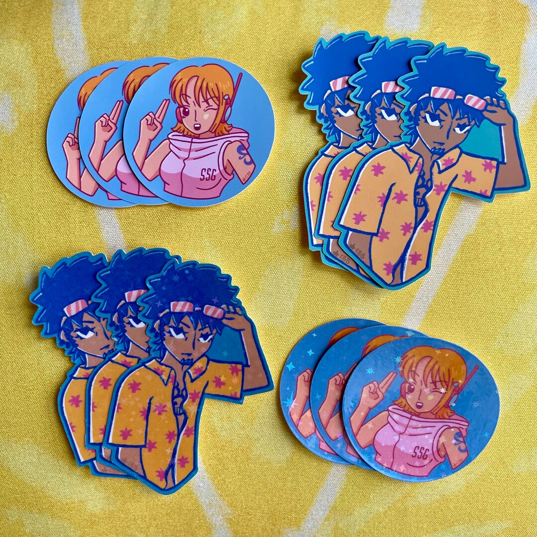 Holographic and Matte One Piece Nami and Trafalgar Law Stickers - Etsy
