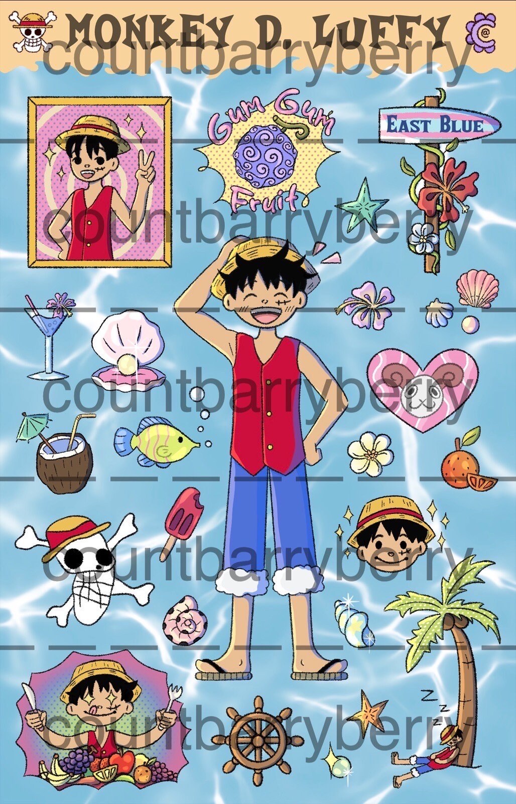 4.5in X 7in Monkey D. Luffy Holographic Sticker Sheet - Etsy