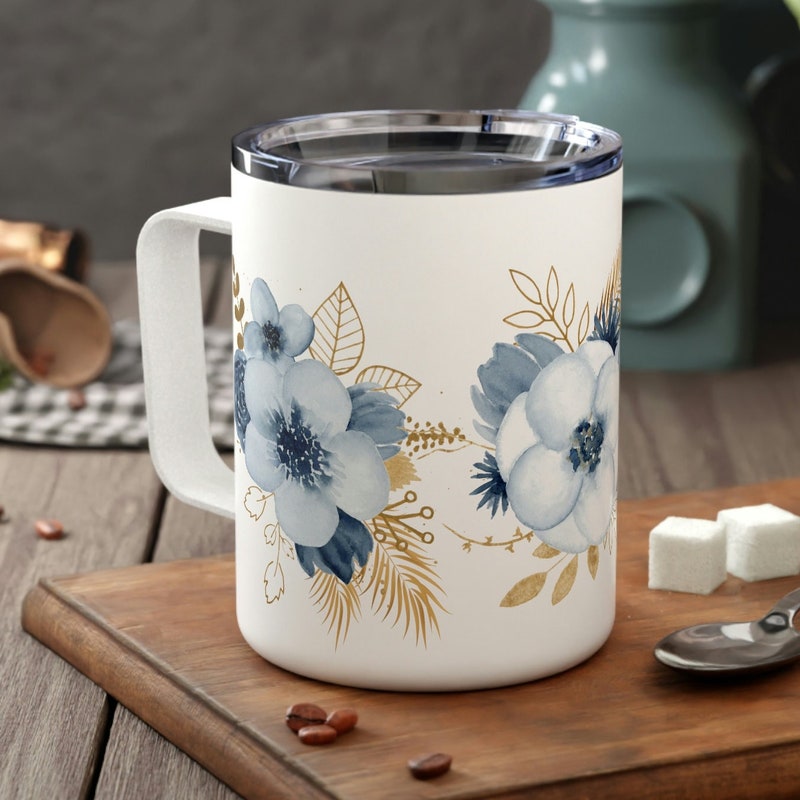 Blue and Gold Mug - Etsy