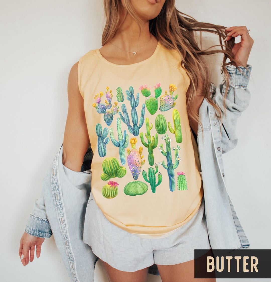 Comfort Colors Cactus Tank Top: Garment Dyed Botanical Print - Etsy