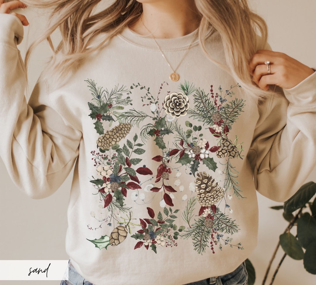 Cottagecore Winter Floral Sweatshirt, Whimsigoth Nature Lover Artsy ...