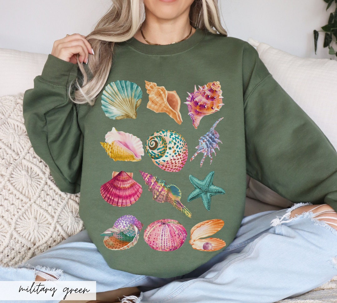 Colorful Sea Shell Sweater, Beach Day Ocean Lover Gift Idea, Cozy Shell ...