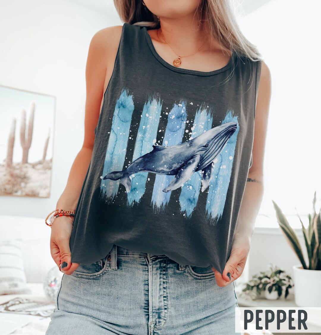 Comfort Colors Painted Stripes Whale Tank : Artsy Humpback Whale ...