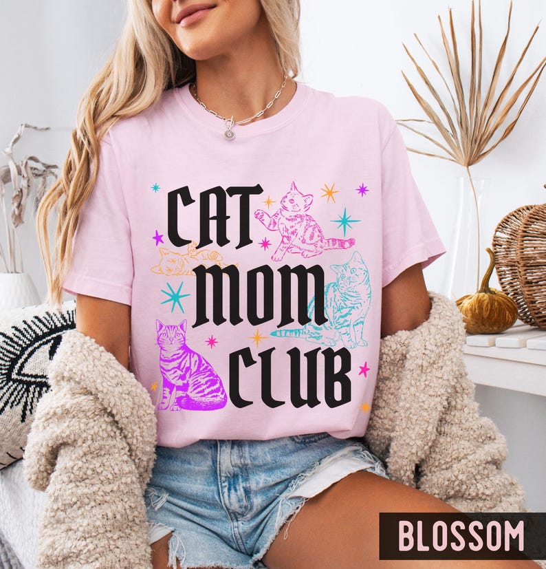 Pastel Goth Cat Mom Club Comfort Colors Tattoo Design Style Shirt - Etsy