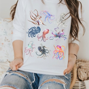 Painted Octopus Comfort Colors Long Sleeve T-shirt: Garment-dyed - Etsy