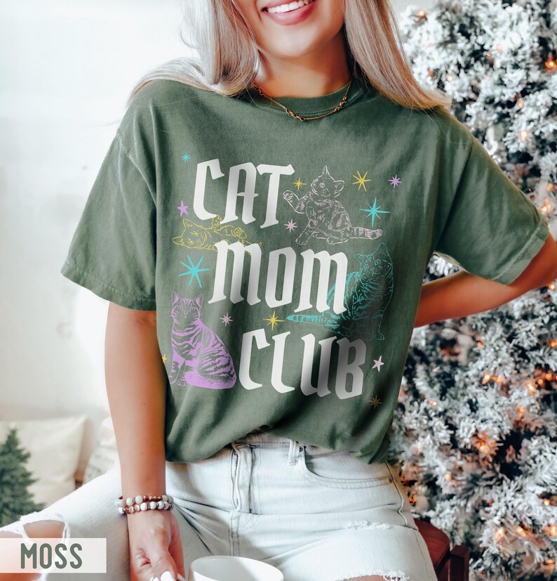 Pastel Goth Cat Mom Club Comfort Colors Tattoo Design Style Shirt - Etsy
