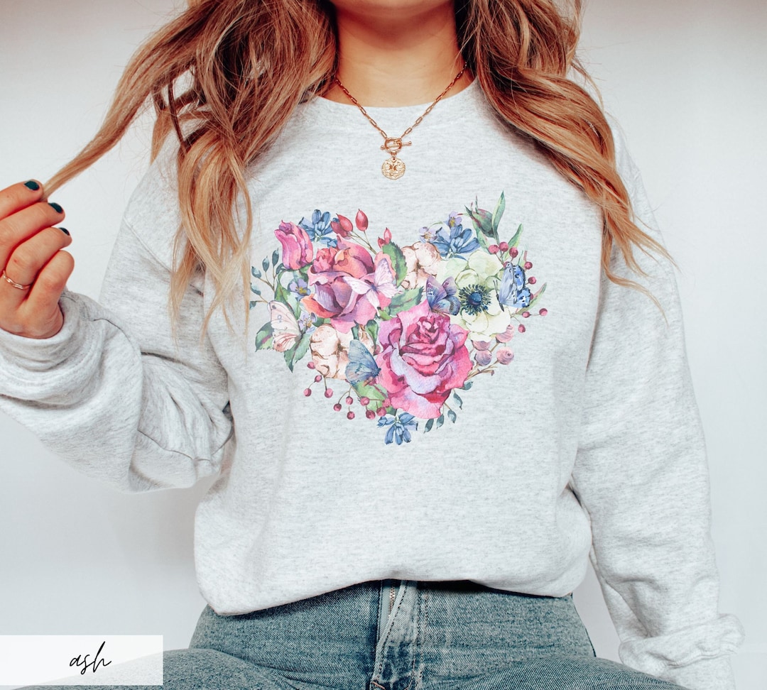 Cottagecore Butterfly Heart Sweater, Valentine's Day Clothes, Romantic ...