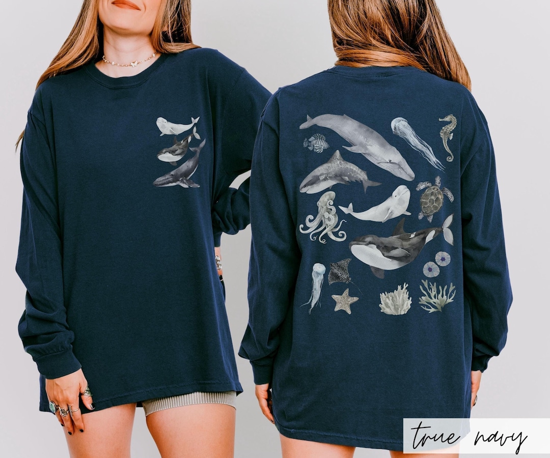 Comfort Colors Whale Watercolor Long Sleeve Shirt: Oceancore Nature Tee ...