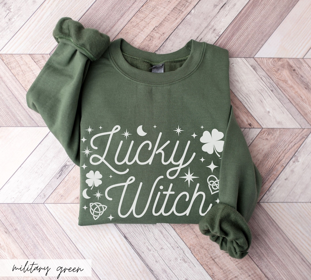 Lucky Witch Sweater, Cute Witchy St Patricks Day Sweatshirt, Making ...