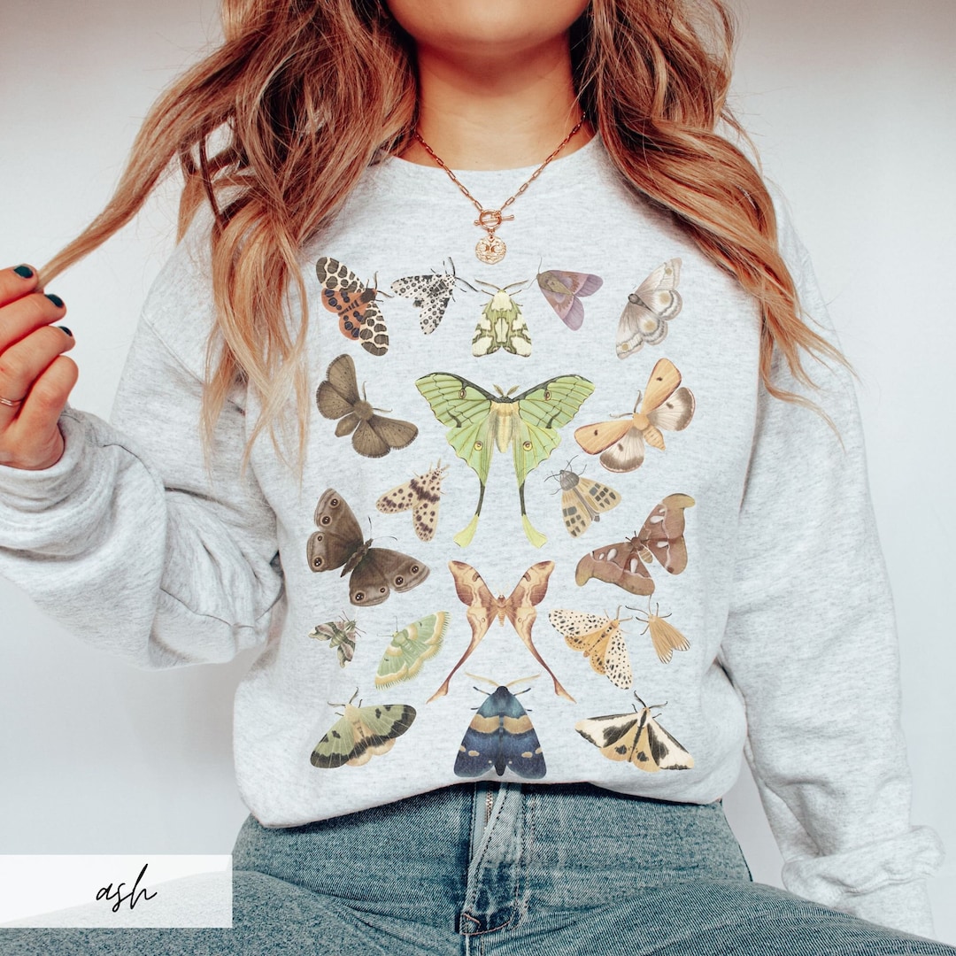 Mirrored Moths Sweatshirt, Cottagecore Light Academia Bug Sweater ...