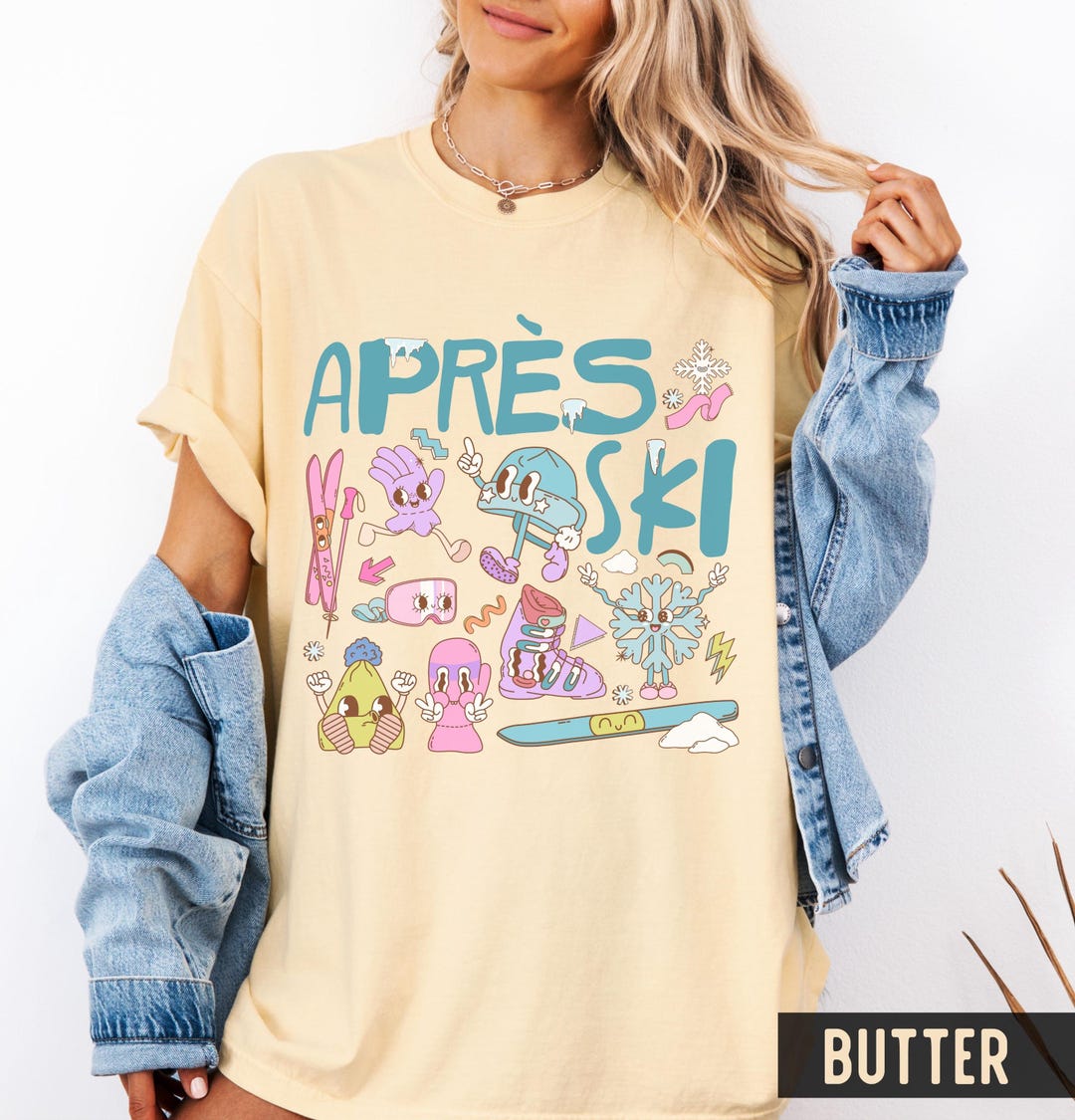 Retro Cartoon Après-ski Shirt : Aesthetic Winter Sports Gear Mascots ...