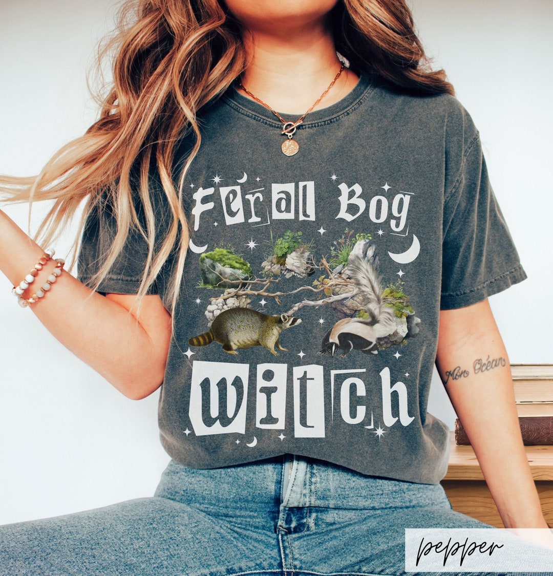 Feral Bog Witch Shirt, Witchy Punk Aesthetic Celestial Raccoon and ...