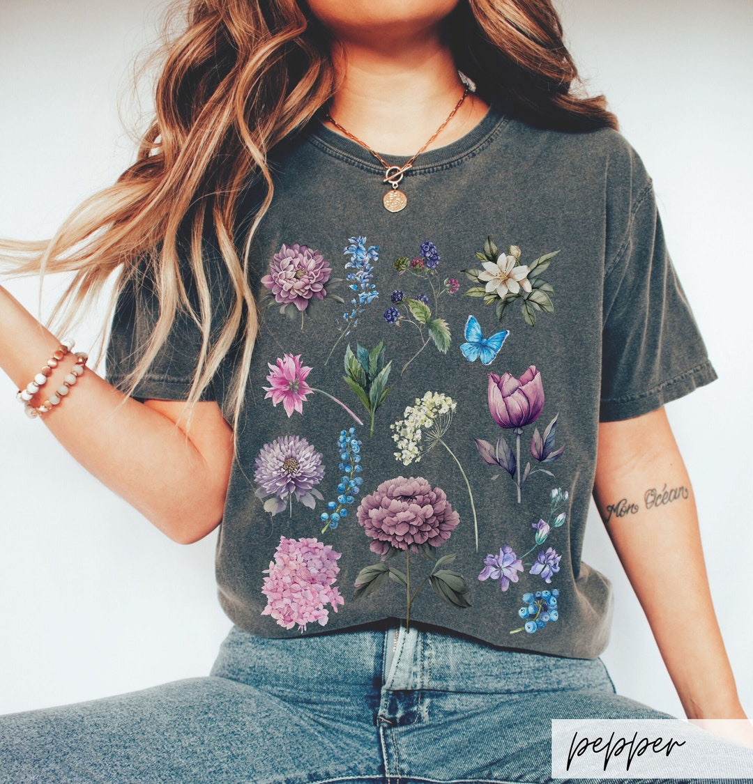 Comfort Colors Cottagecore Shirt, Botanical Floral Goblincore Clothes ...