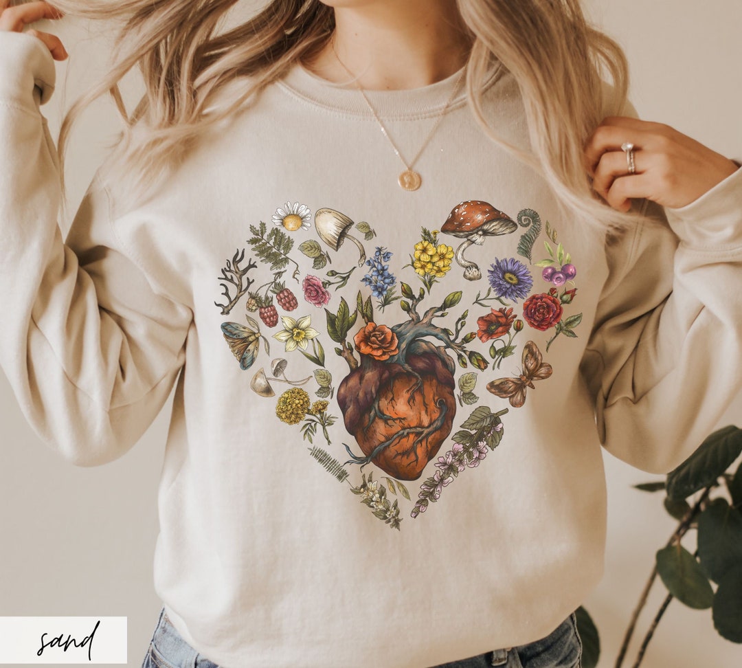 Cottagecore Heart Sweater, Gothic Fairytale Aesthetic Human Heart ...