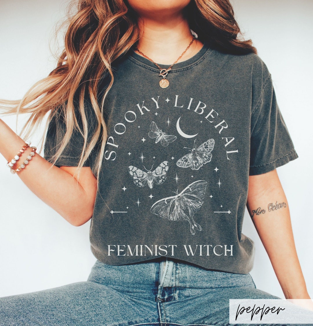 Comfort Colors Spooky Liberal Feminist Witch Shirt, Celestial ...