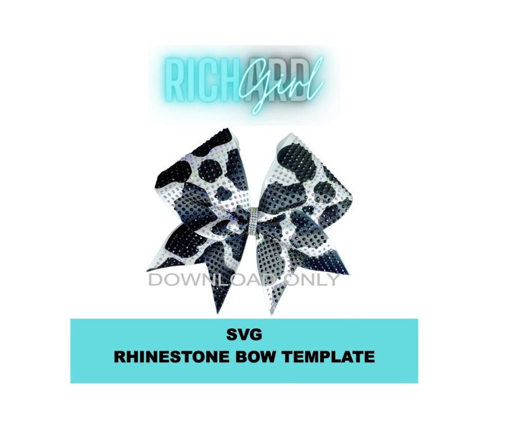 Cow Print 3 Inch Cheer Bow Design SVG Rhinestone Template Western ...