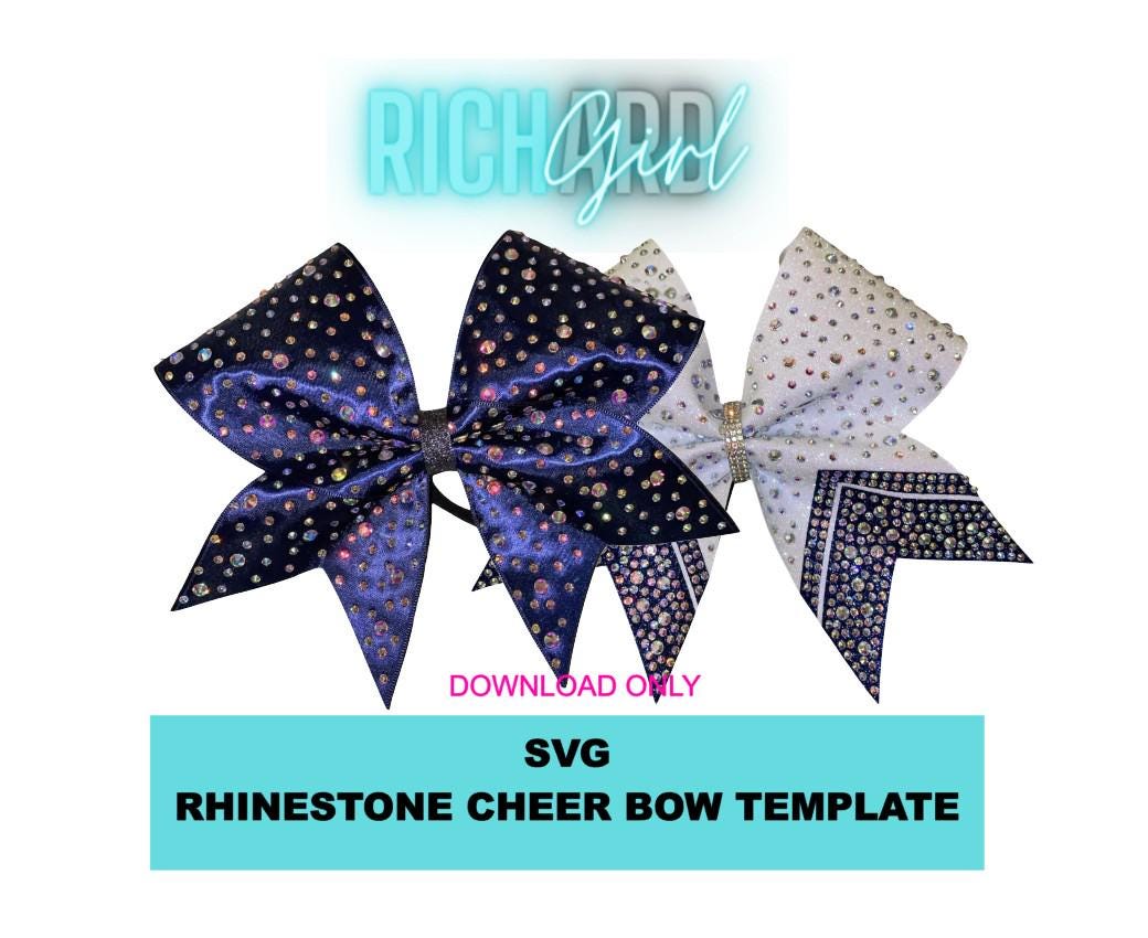 Twinkle Scatter Rhinestone Cheer Bow Design in SVG Format With Chevron ...