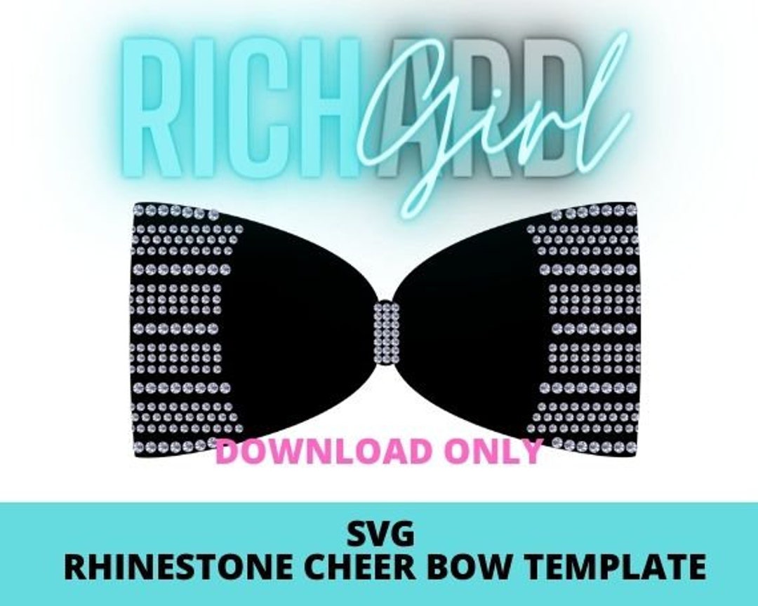 4" Tailless Cheer Bow Rhinestone Template SVG Striped Cheer Bow Tail ...