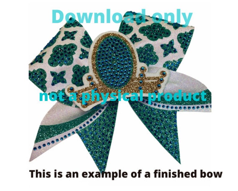 Cheer Bow Rhinestone Template SVG Fairytale Princess Teal With Crowns ...