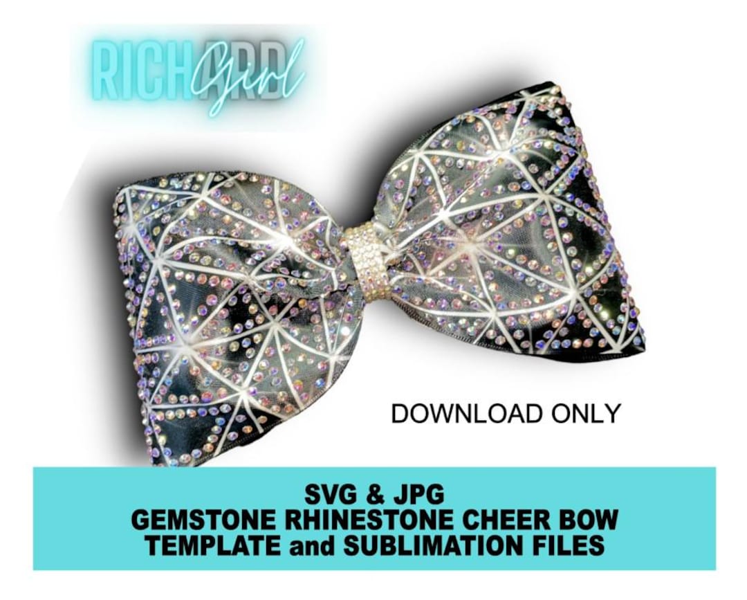 Rhinestone Cheer Bow Template: Tail-less Gemstone Design, SVG, JPG ...