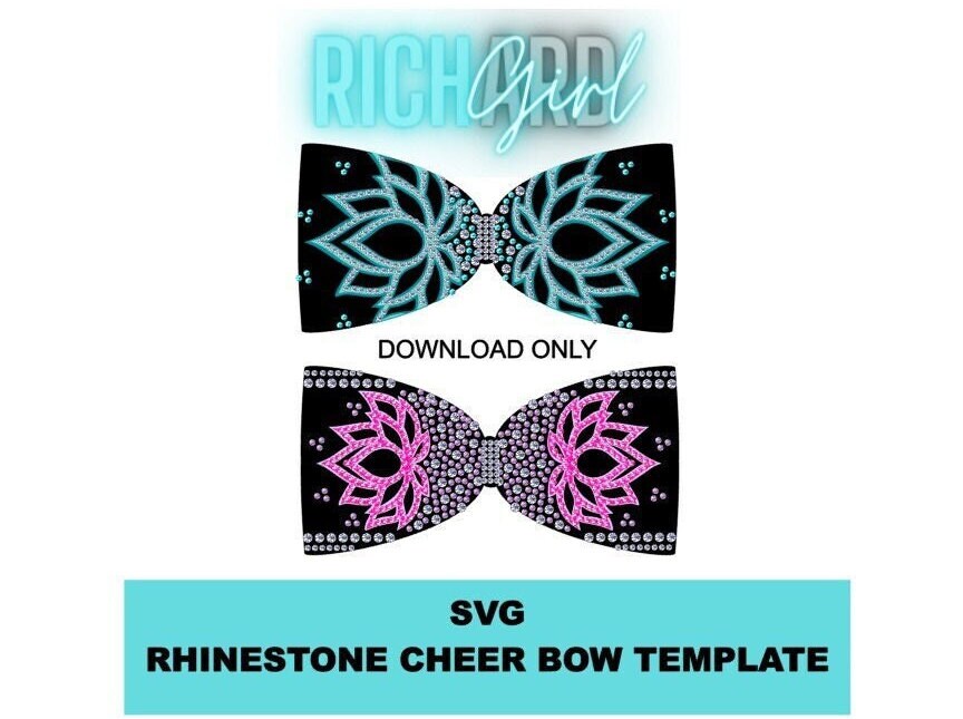 4 lotus Cheer Bow Design SVG Rhinestone Template Tailless - Etsy