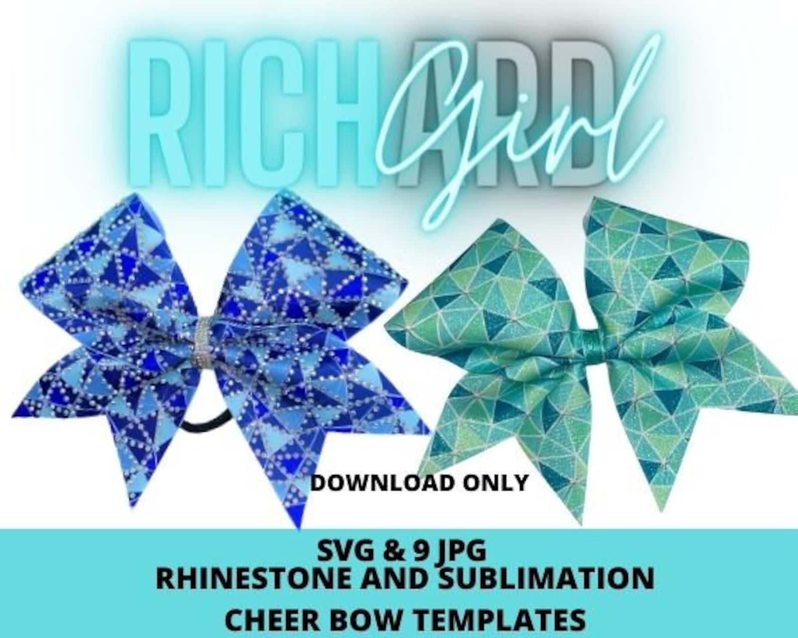 Cheer Bow Rhinestone Template Design DRUZY SVG and 9 JPG Sublimation ...