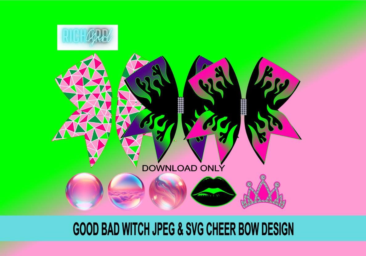 Good Bad Witch Cheer Bow Design in JPEG and SVG With Rhinestone Crown ...