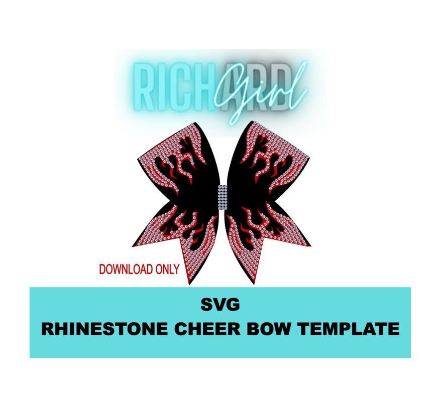 Flames 3 Inch Cheer Bow Design SVG Rhinestone Template - Etsy