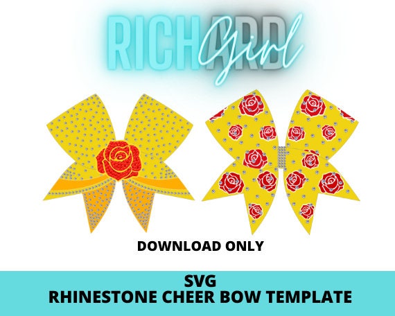 Rose Princess or Villain Rhinestone Cheer Bow SVG Template - Etsy