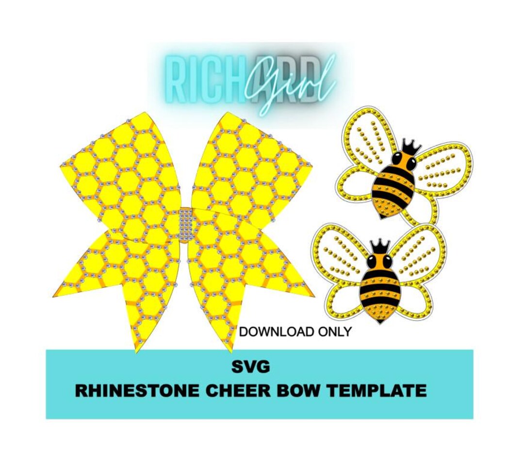 Bee Cheer Bow Rhinestone Design in SVG Format - Etsy