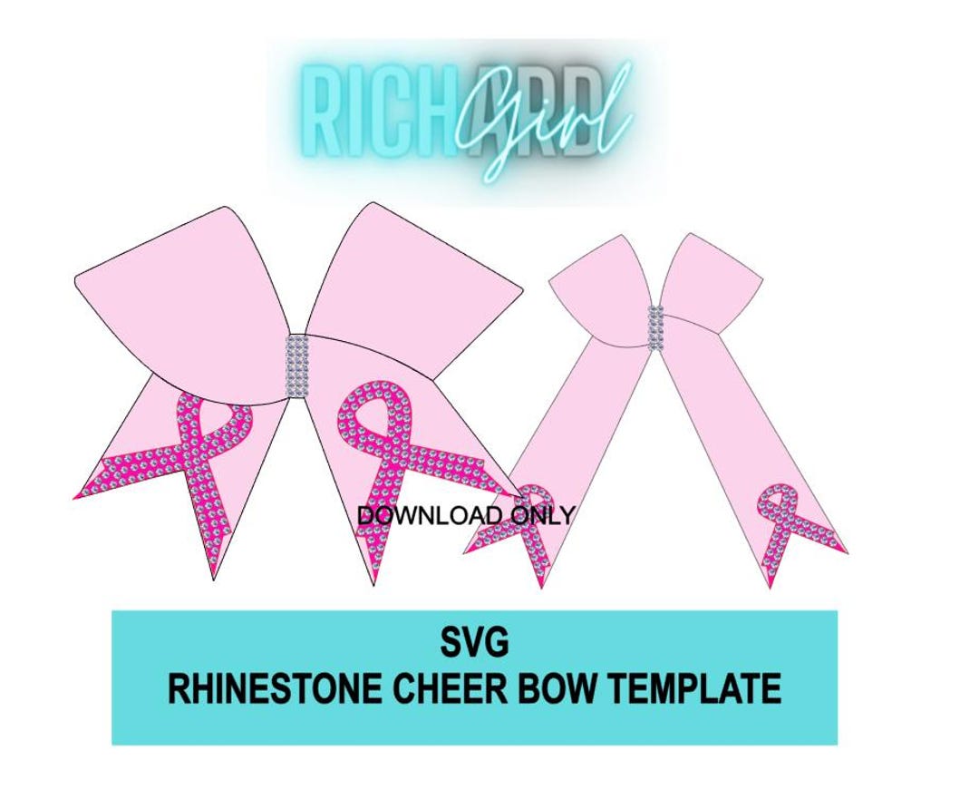 Cheer Bow Design "awareness Tails" SVG Rhinestone Template Also for Pom ...