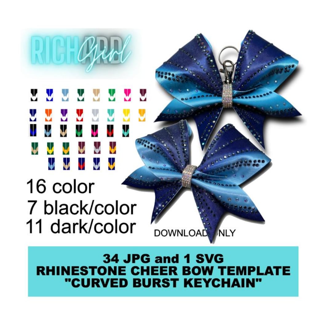 Rhinestone 2.25" Cheer Bow Design for Pigtails or Keychain Bows in SVG ...