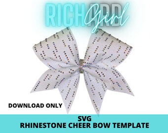 10 Cheer Bow Rhinestone Template With HTV, V Tail, 3 Inch Rhinestone ...