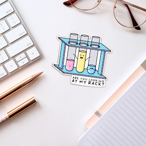 Test Tube Rack Sticker, Cute Chemistry Decal, Science Laptop Sticker ...