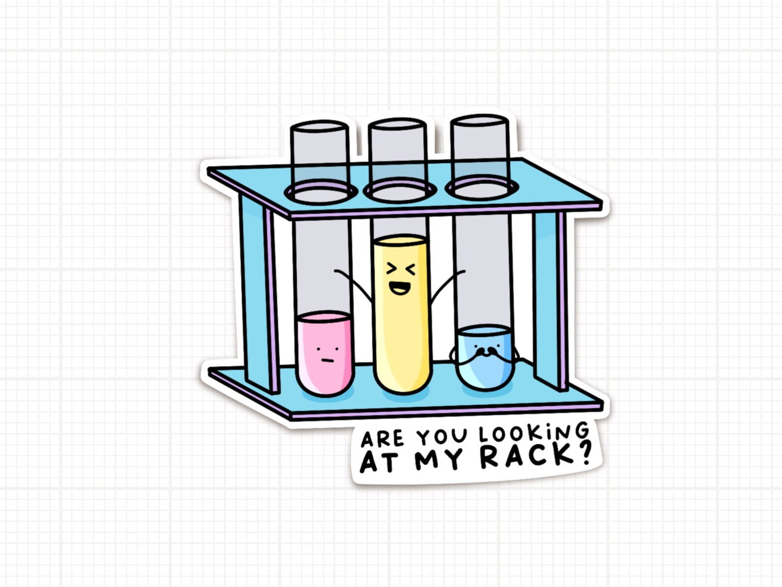 Test Tube Rack Sticker, Cute Chemistry Decal, Science Laptop Sticker ...