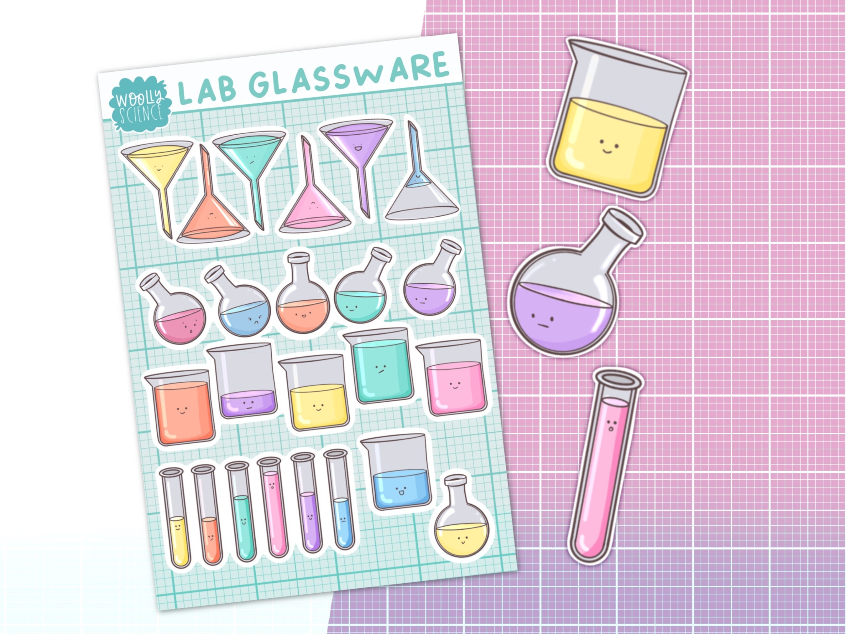 Science Sticker Sheet Lab Glassware Science Teacher Planner - Etsy UK