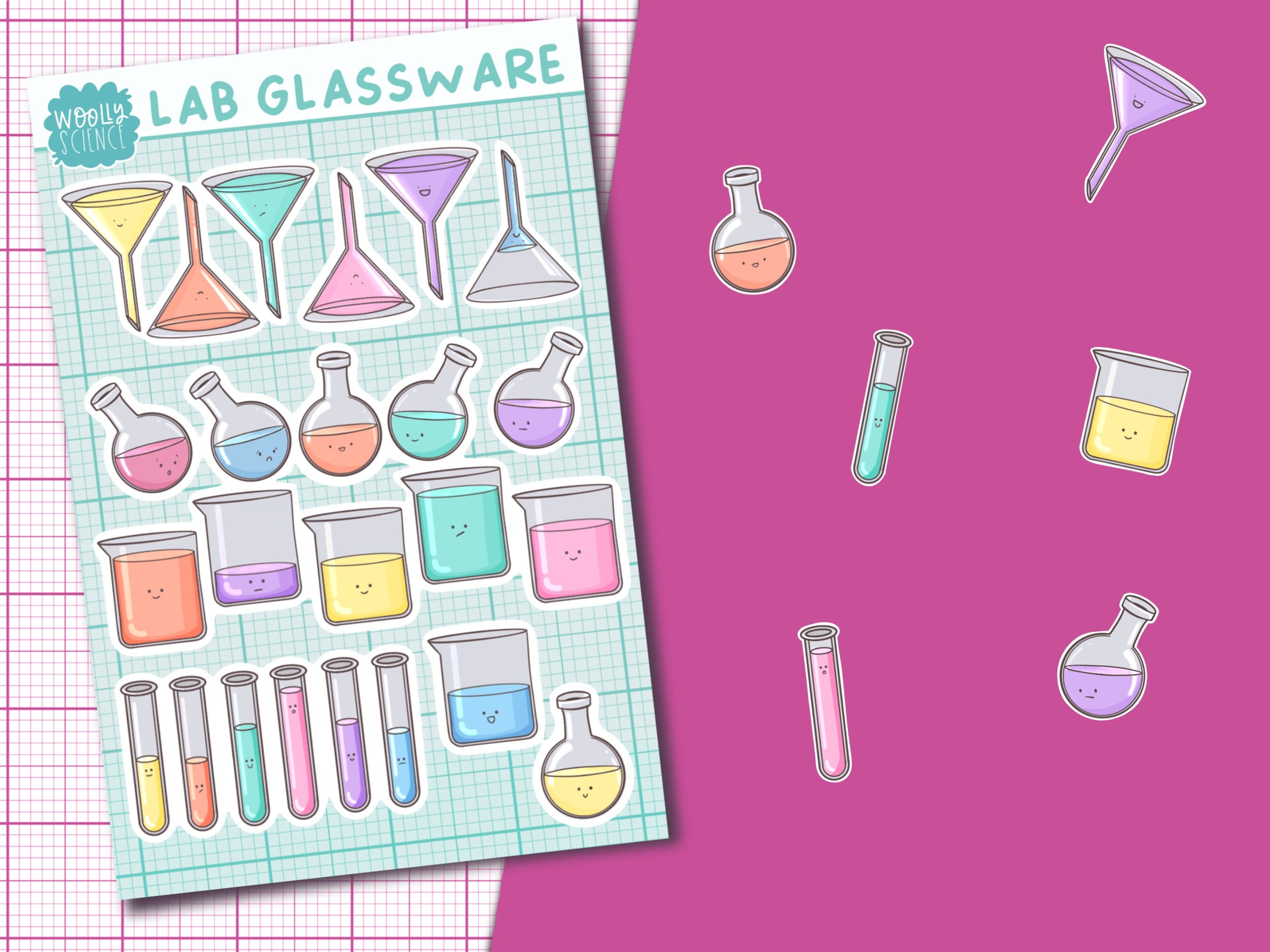 Science Sticker Sheet Lab Glassware Science Teacher Planner - Etsy UK