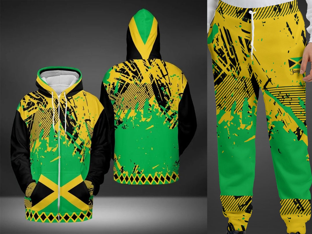 Jamaica Urban Hoodie Flag Hoodie Jamaica Sweatsuit Reggae Athletic ...