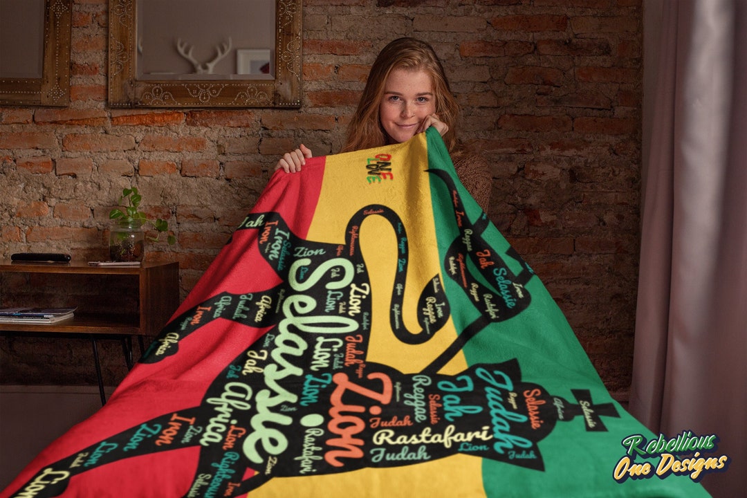 Lion of Judah Rasta Plush Blanket | Rasta Blanket | Jamaica Saying ...